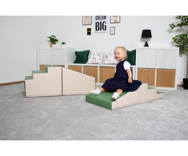 Soft Play foam speelblokken set 16: helling, trap, 4-delig (wit/groen ...